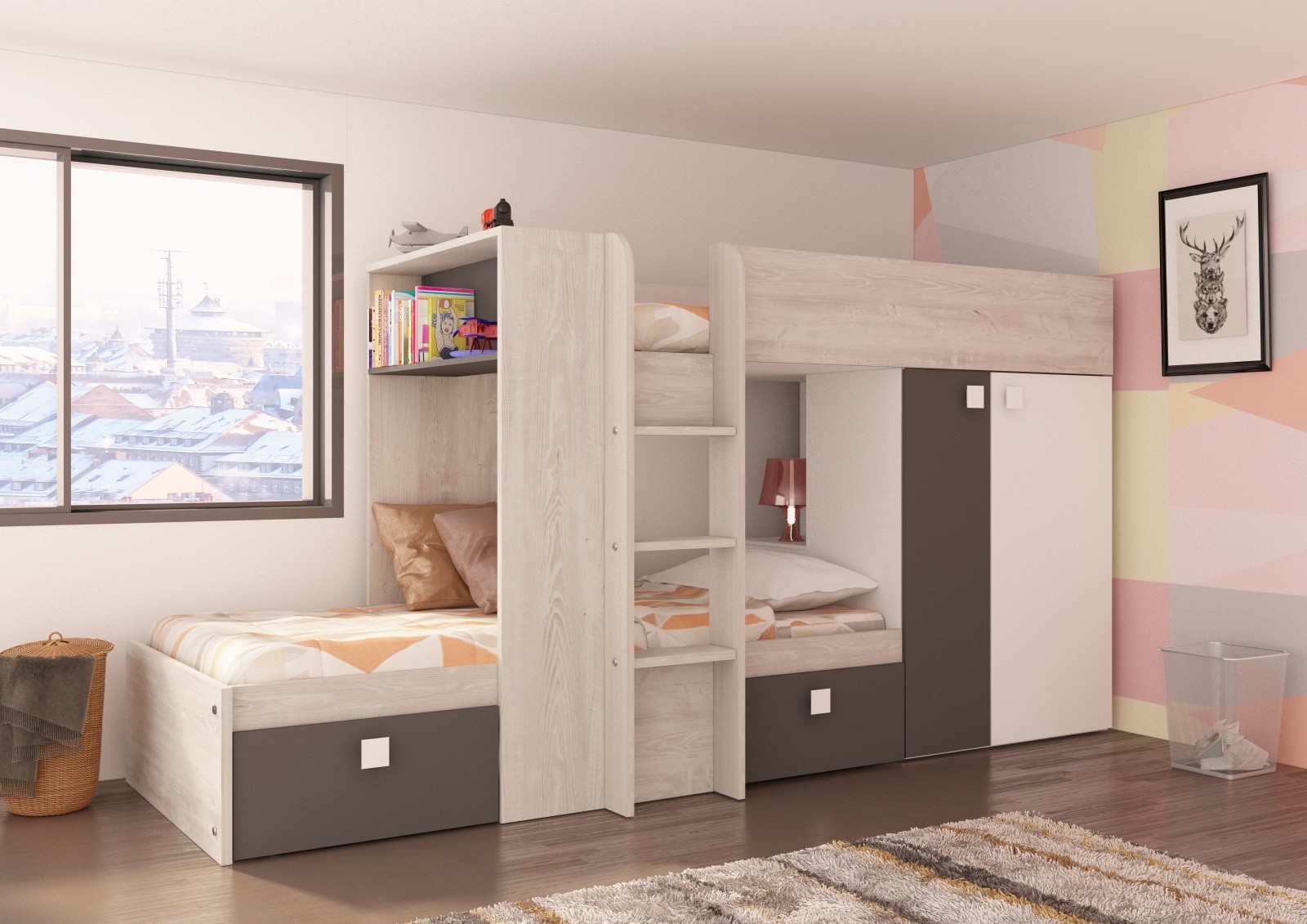 Bunk bed 90x200cm BO1(lower base included)